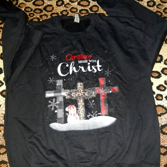 Gildan | Sweaters | Christmas Begins With Christ Sweater | Poshmark